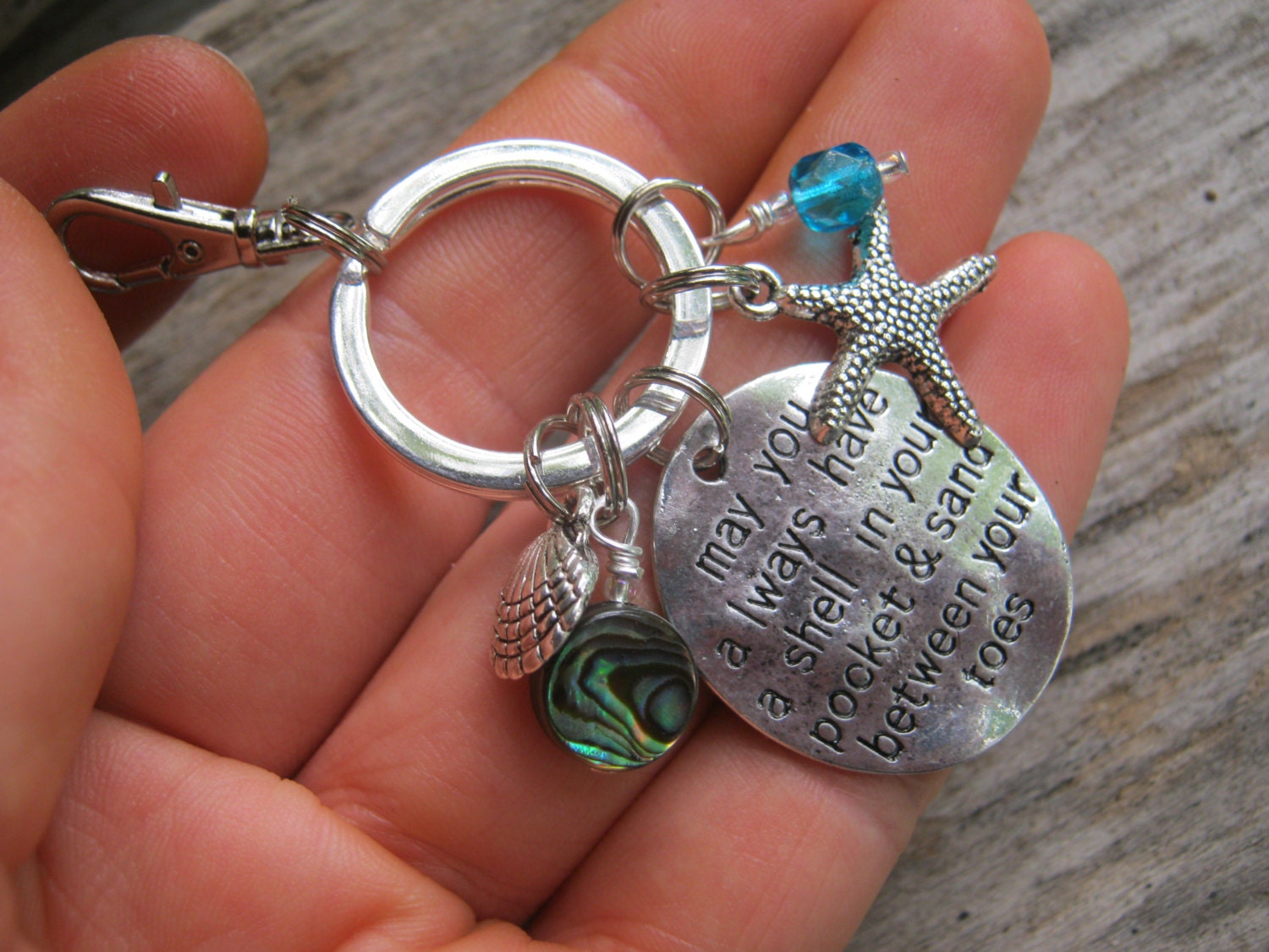 Beach Charm Keychain, Sand in Toes Zipper Pull , Antiqued SILVER, Boho ...
