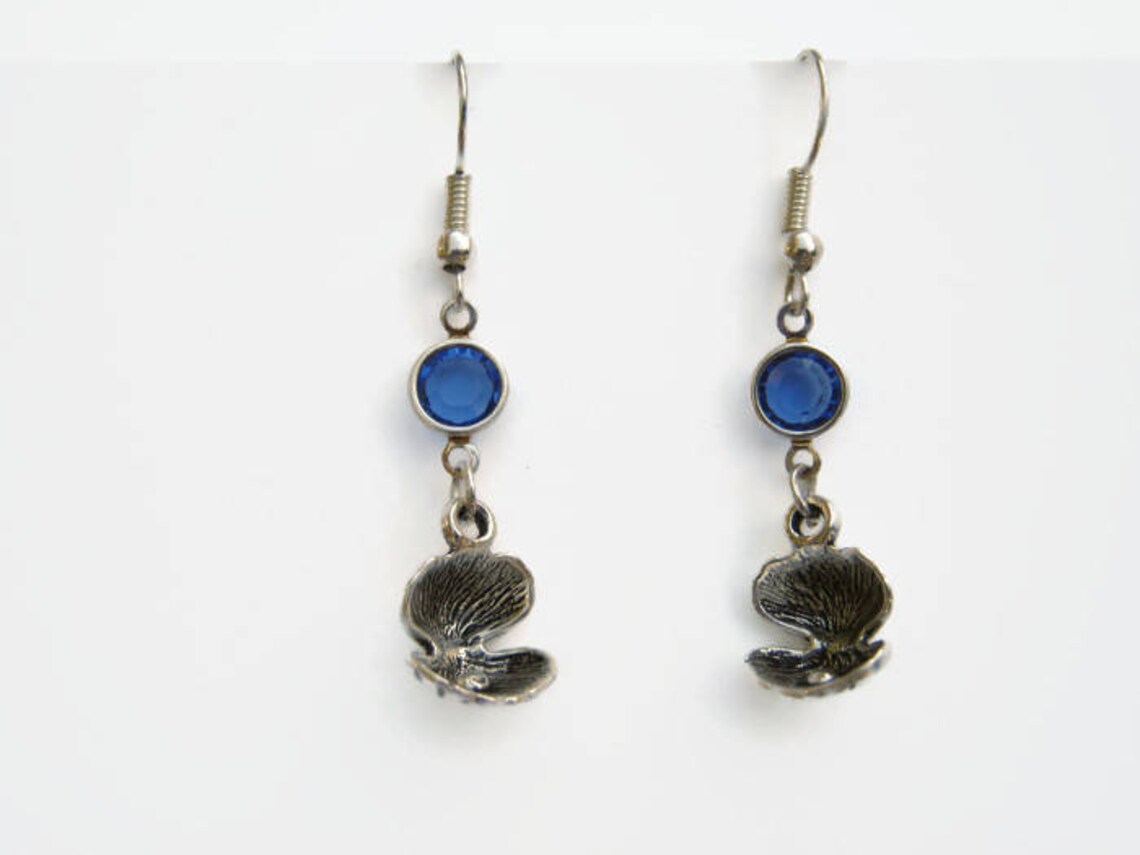 Oyster Birthstone Earrings, Mollusk Charm Earrings, Personalized ...