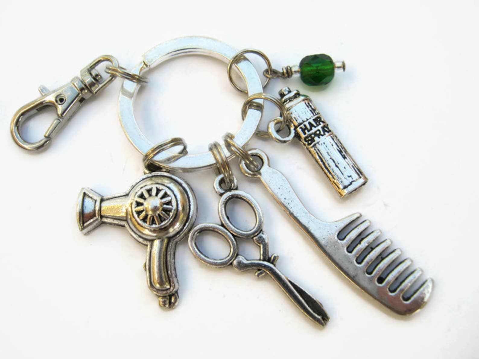 Hairdresser Keychain, Beautician Zipper Pull , Antiqued SILVER, Barber ...