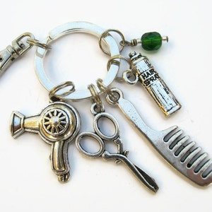 Hairdresser Keychain, Beautician Zipper Pull , Antiqued SILVER, Barber ...
