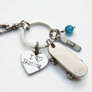 Personalized Skateboard Keychain, I Love Skating Zipper Pull, Skater ...