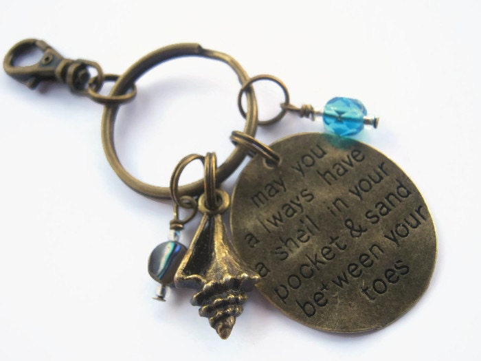 Beach Charm Keychain Sand in Toes Zipper Pull BRONZE Boho - Etsy