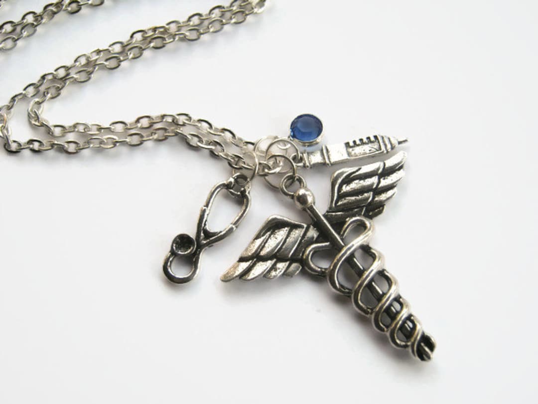 Doctor Charm Necklace, Caduceus Jewelry, Medical Personalized ...