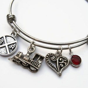 Personalized Railfan Bracelet, Train Lover Expandable Bangle Bracelet ...