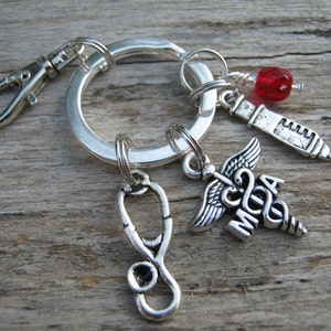 Medical Assistant Keychain, Assistant Zipper Pull, MA Caduceus ...