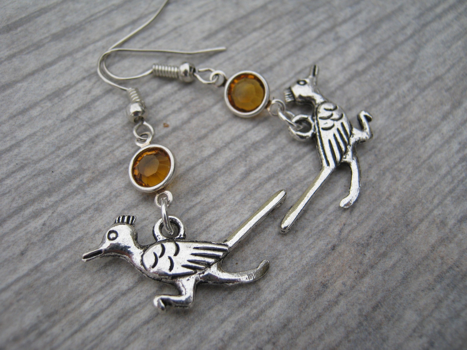 Roadrunner Birthstone Earrings, Personalized Bird Earrings ...