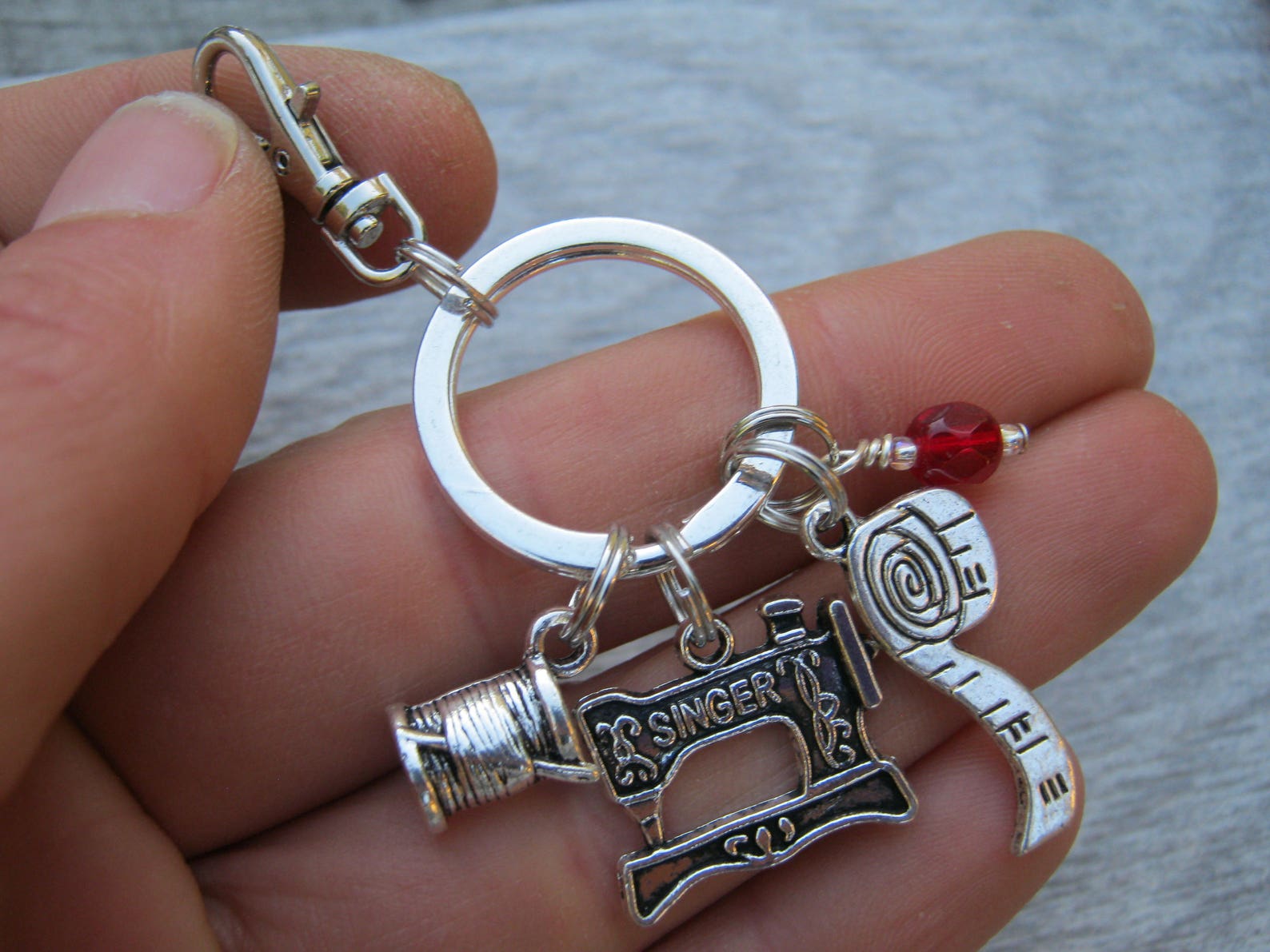 Personalized Seamstress Keychain, Sewing Zipper Pull, Sewing Accessory ...