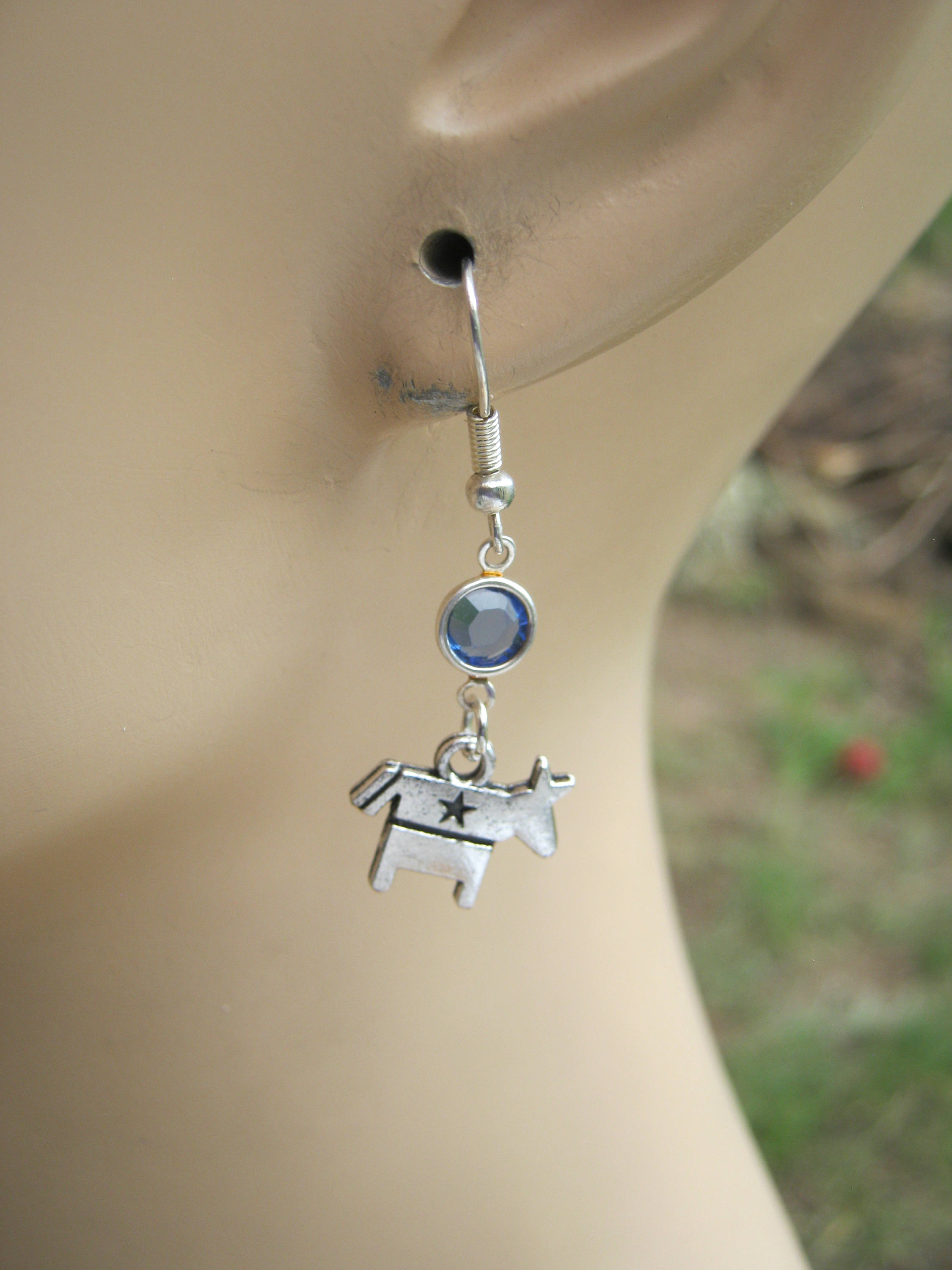 Democrat Birthstone Earrings, Peronalized Donkey Earrings, Political ...
