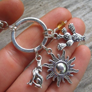 Southwestern Charm Keychain, Desert Cactus Zipper Pull , Antiqued ...