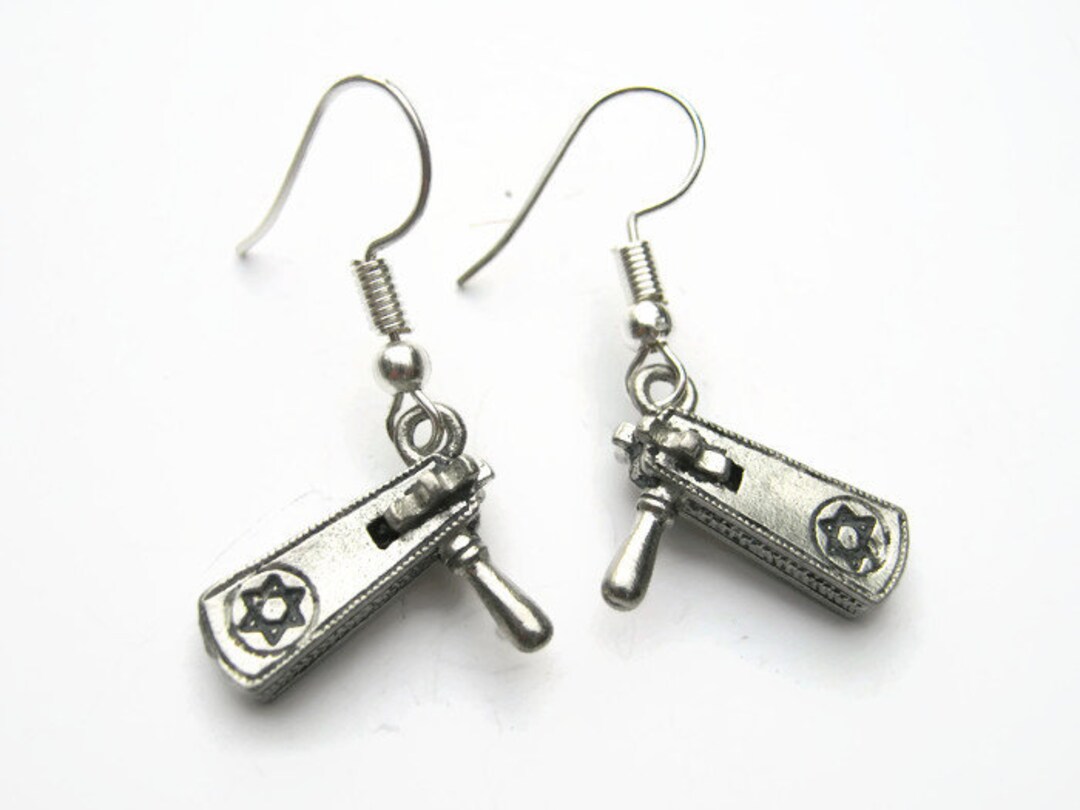 Grogger Earrings, Pewter Purim Earrings, Judaism Earrings, Holiday ...