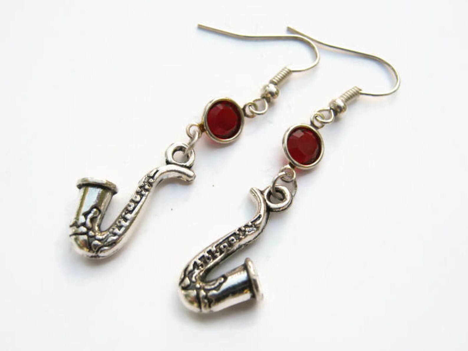 Saxophone Birthstone Earrings, Personalized Music Earrings on ...