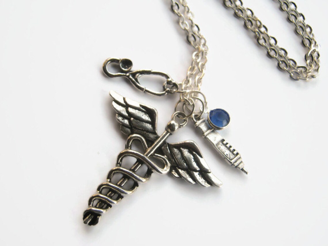 Doctor Charm Necklace Caduceus Jewelry Medical Personalized - Etsy