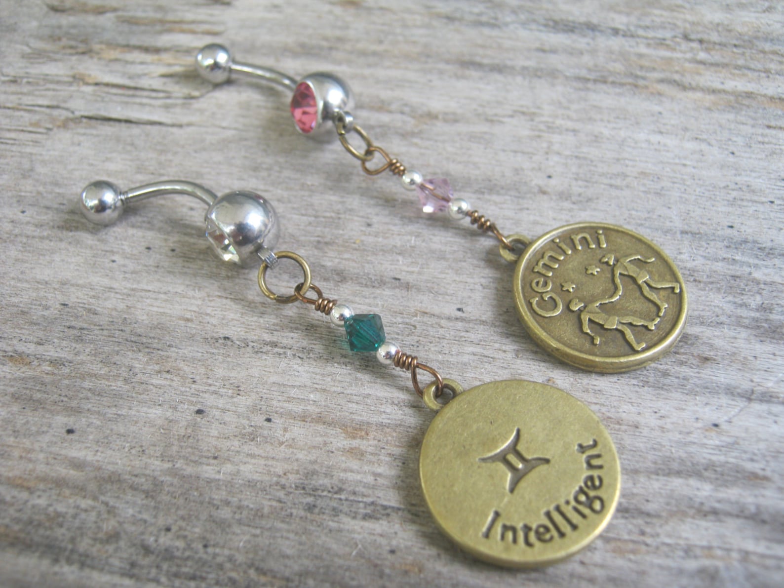 Gemini Belly Ring BRONZE Zodiac Belly Button Jewelry - Etsy