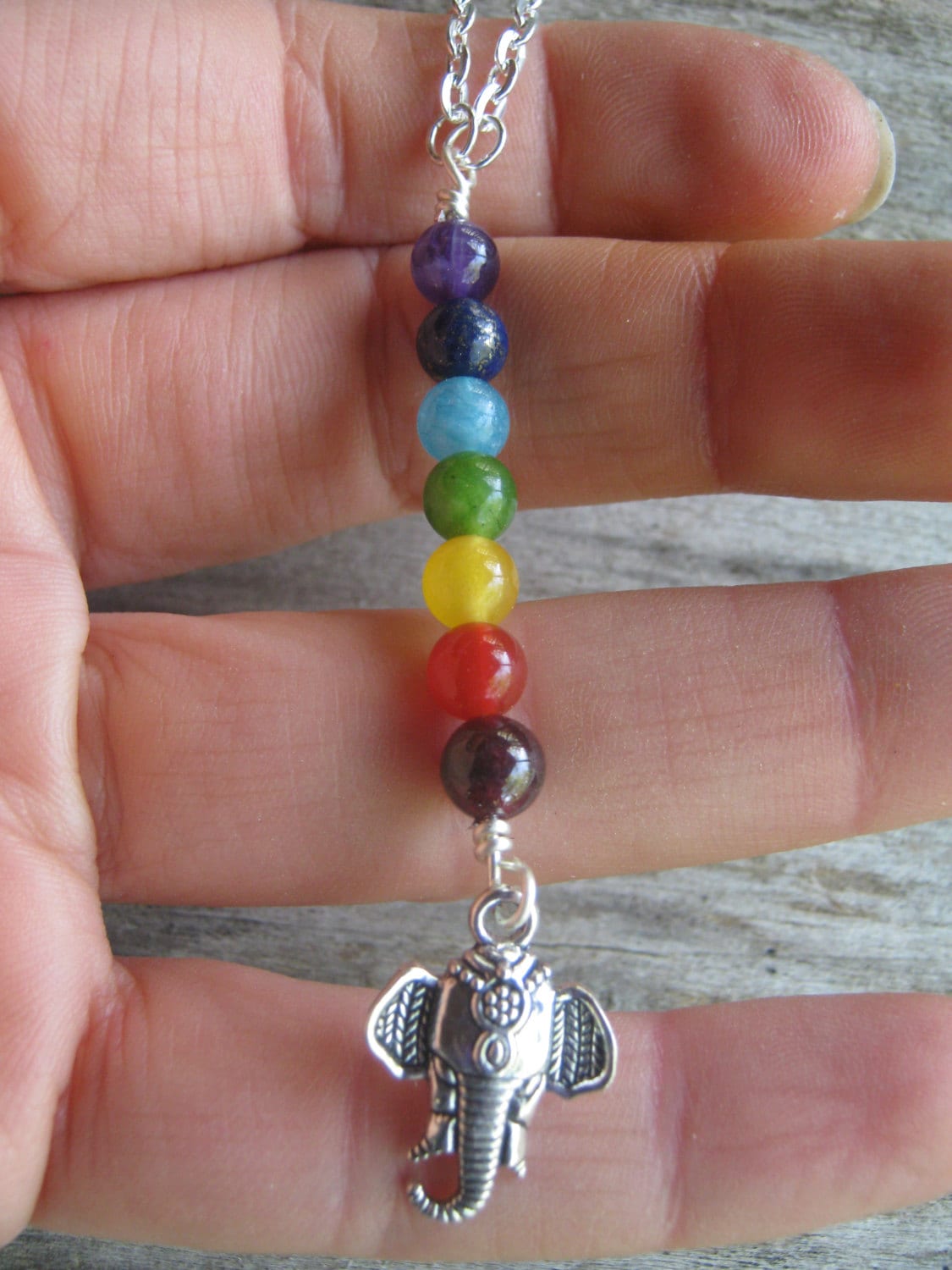 Elephant 7 Chakra Necklace Chakra Rainbow Pendant Buddhist | Etsy
