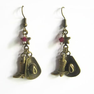 Country Western Earrings, Cowboy Hat Earrings, Boots & Spurs Earrings ...
