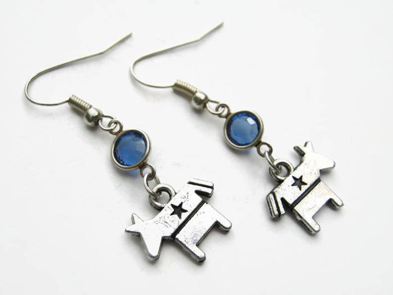 Democrat Birthstone Earrings, Peronalized Donkey Earrings, Political ...