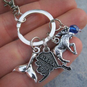 Personalized Alaska Keychain, US State Map Zipper Pull, Moose ...