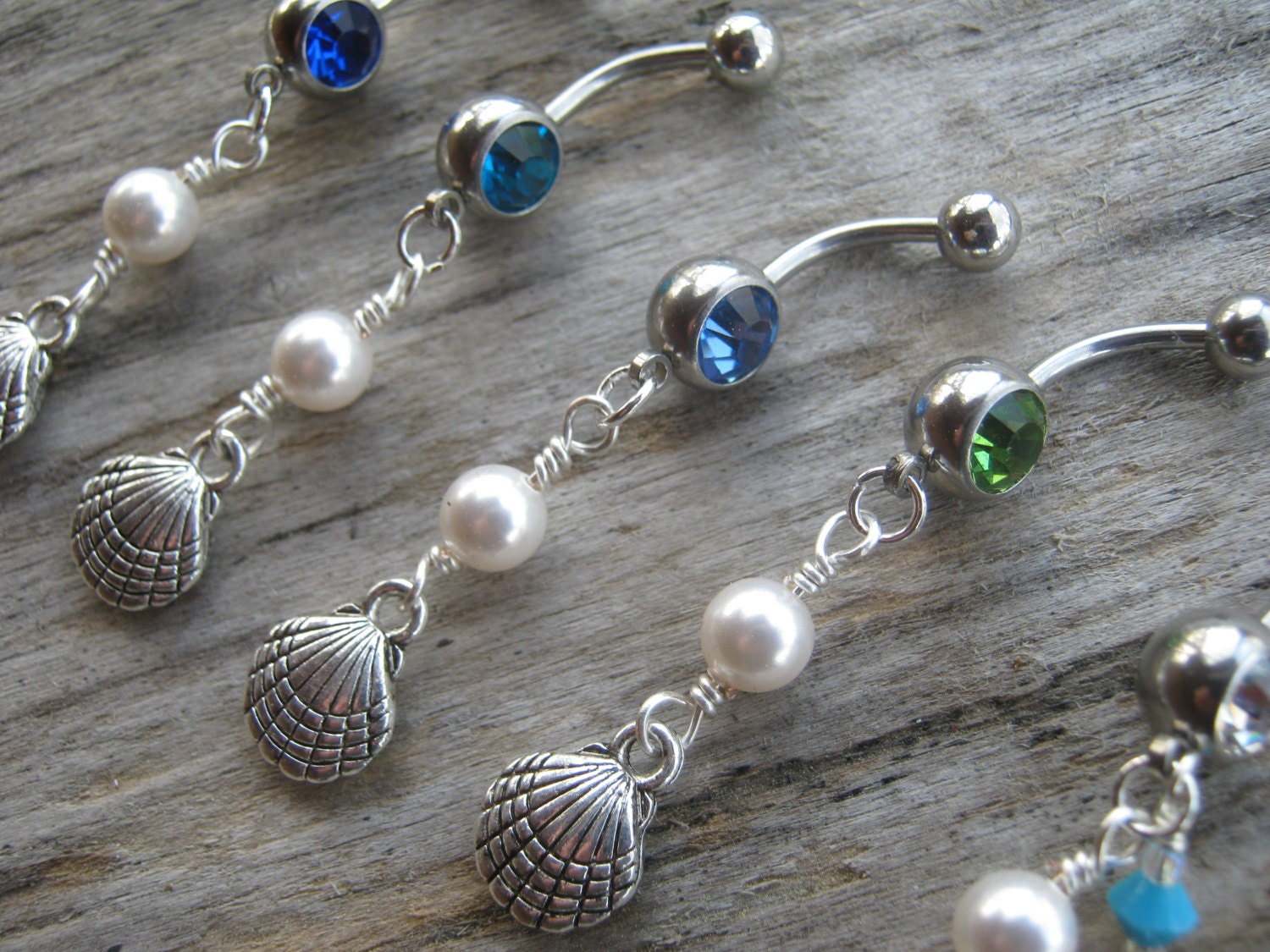 Seashell Belly Ring Designer Pearl Belly Button Ring Shell | Etsy