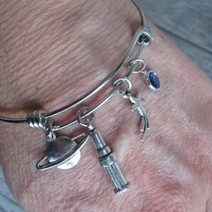 Personalized Star Gazer Bracelet, Expandable Bangle Bracelet, Stainless ...