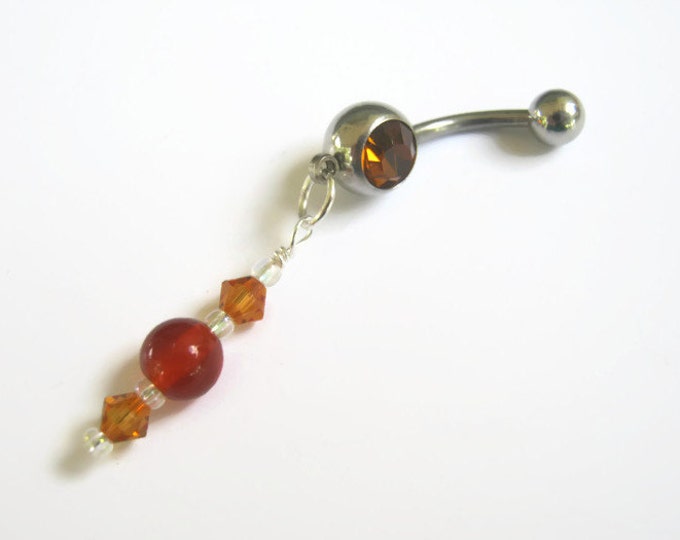 Sacral Chakra Belly Button Jewelry, Carnelian Belly Ring, Chakra Navel ...