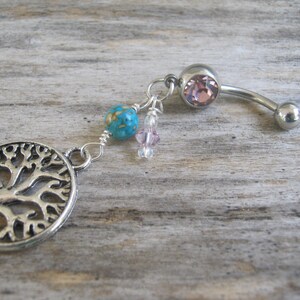 CHOOSE One Tree of Life Belly Button Jewelry, Turquoise Tree Belly Ring ...