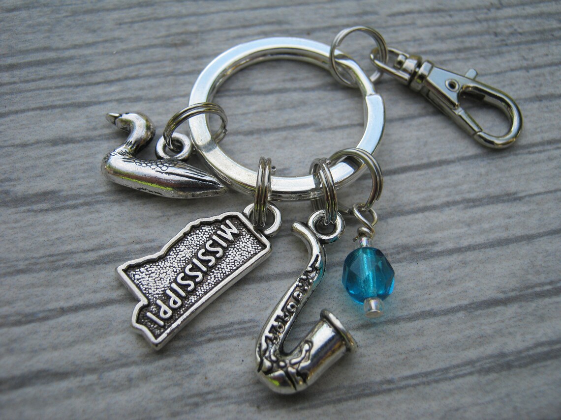 Personalized Mississippi Keychain US State Map Zipper Pull - Etsy