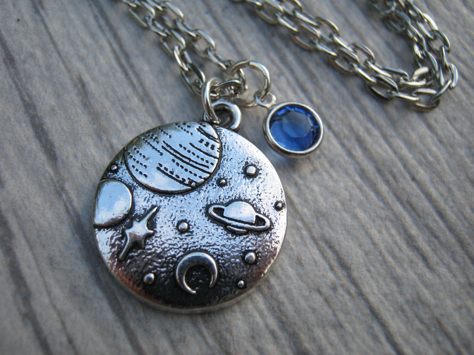 Outer Space Necklace Personalized Birthstone Jewelry Planet | Etsy