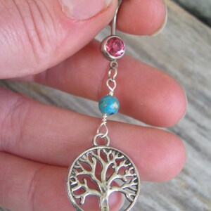CHOOSE One Tree of Life Belly Button Jewelry, Turquoise Tree Belly Ring ...