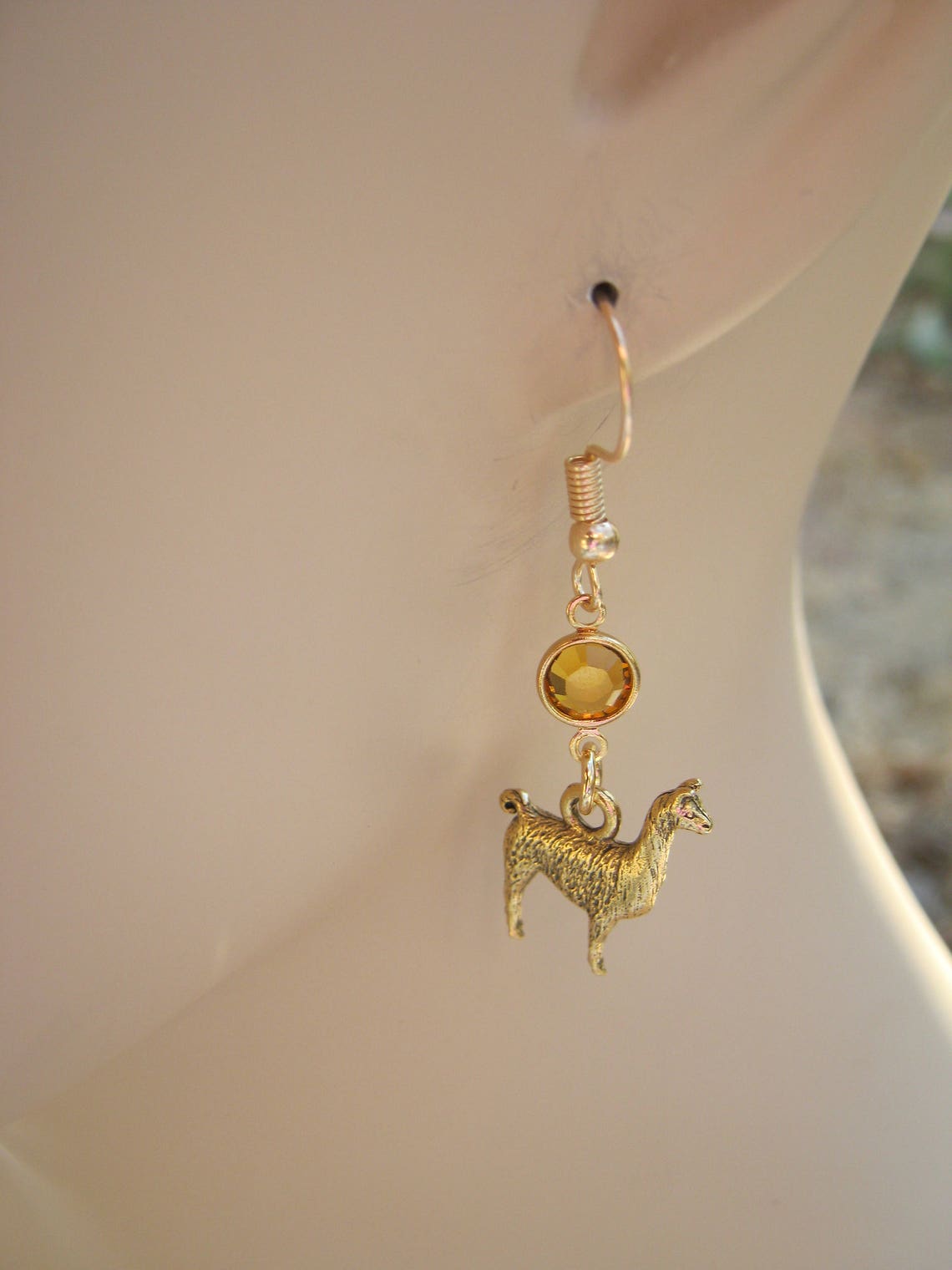 Gold Llama Birthstone Earrings 24K Gold Plated Alpaca | Etsy