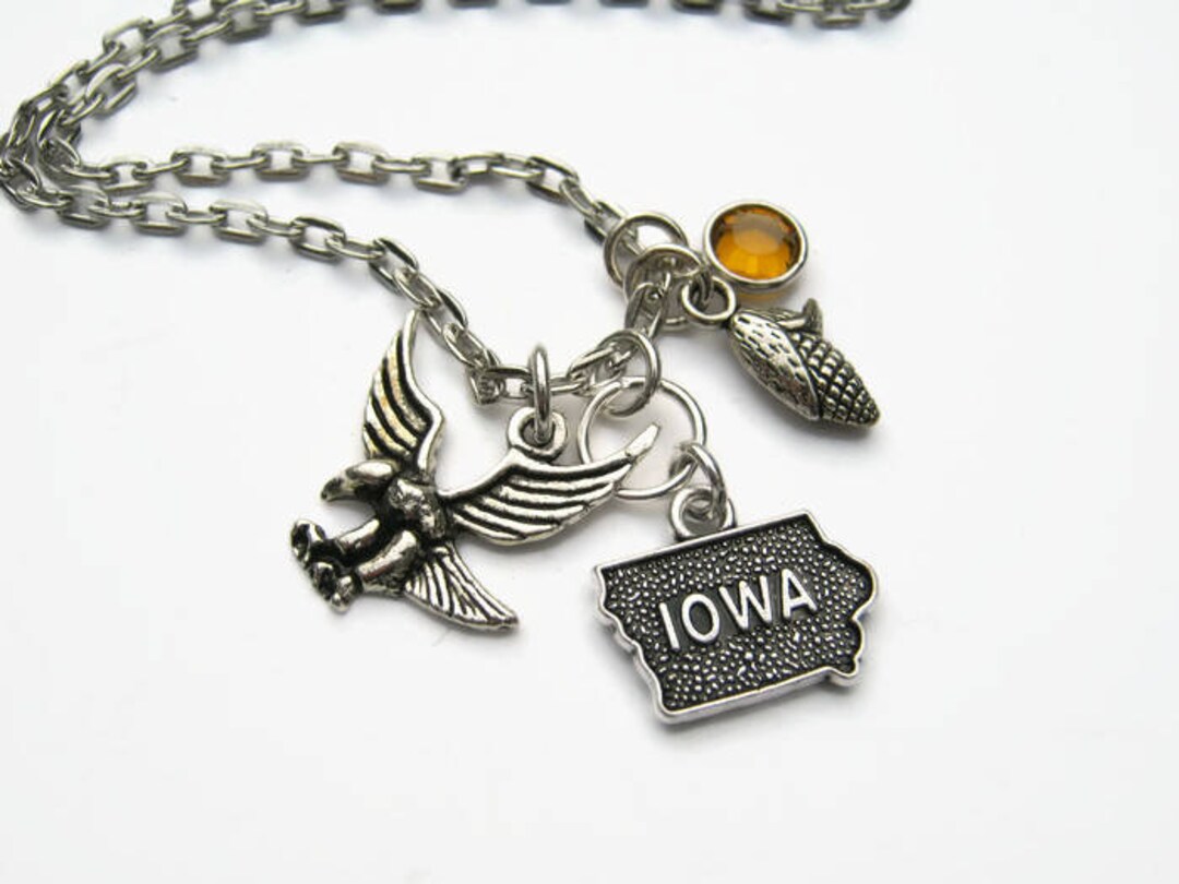 Personalized Iowa Necklace, US State Map Necklace, Iowa Jewelry, Custom ...