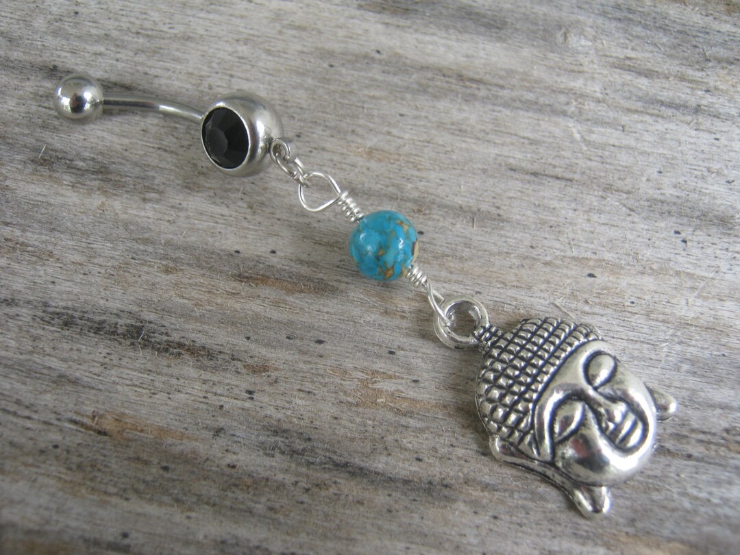 Buddha Turquoise Belly Ring, Yoga Belly Button Ring, Personalized ...