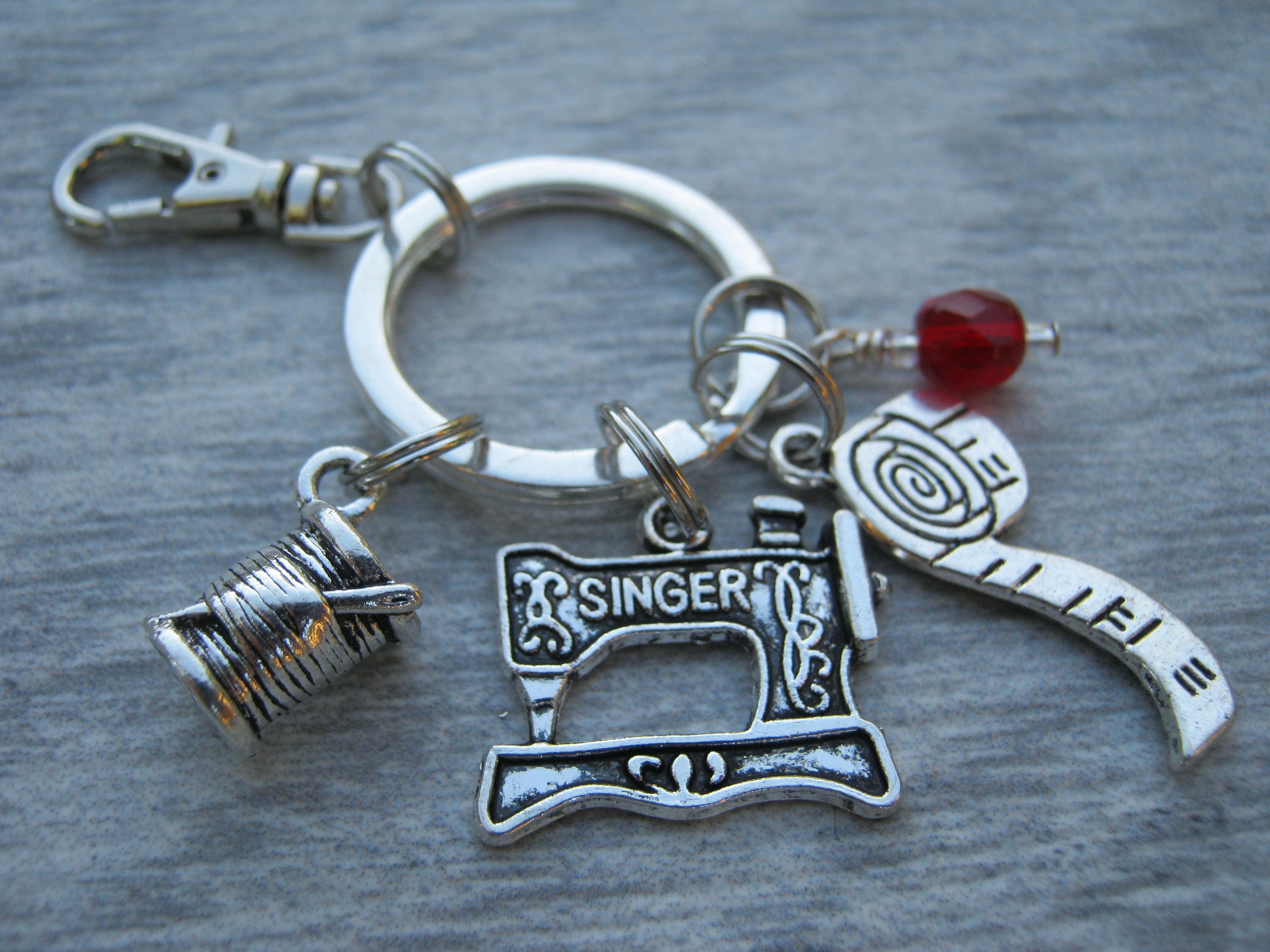 Personalized Seamstress Keychain, Sewing Zipper Pull, Sewing Accessory ...