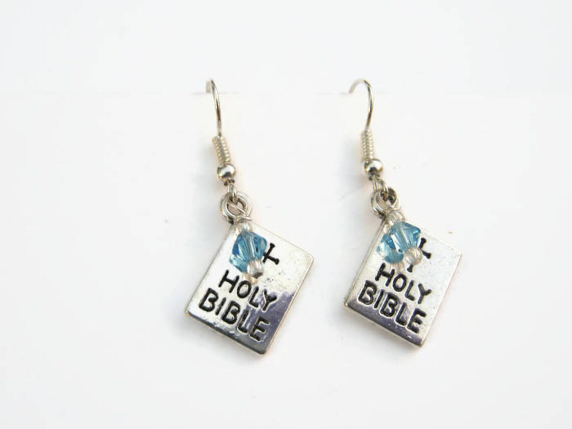Holy Bible Earrings Personalized Church Earrings Bible Charm | Etsy