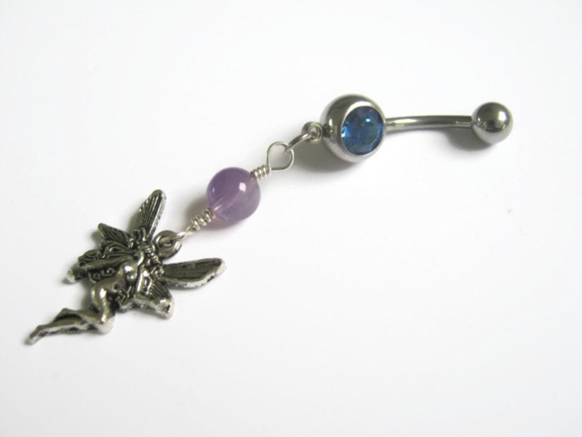 Fairy Belly Ring, Amethyst Belly Button Ring, Woodland Navel Piercing ...