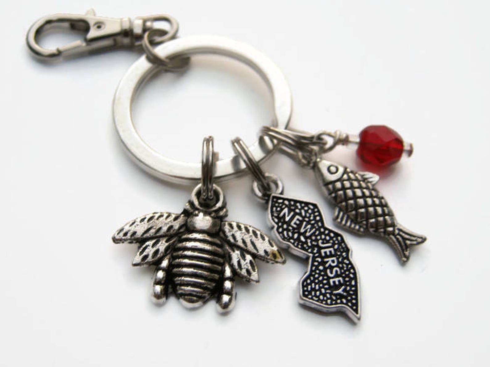 Personalized New Jersey Keychain US State Map Zipper Pull - Etsy