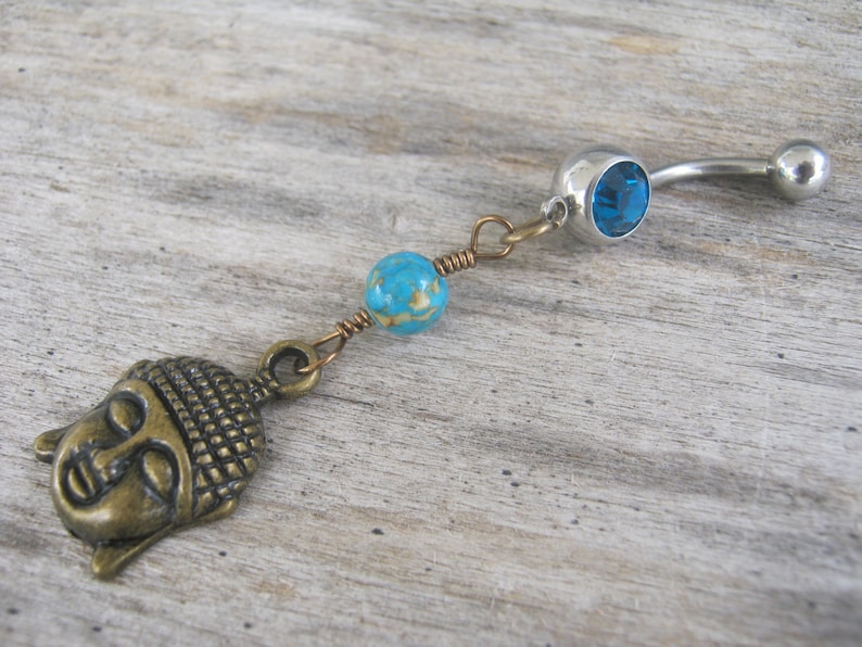 Turquoise Buddha Belly Ring BRONZE Belly Button Ring | Etsy