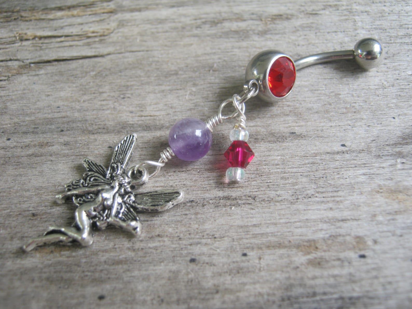 Fairy Belly Ring, Amethyst Belly Button Ring, Woodland Navel Piercing ...