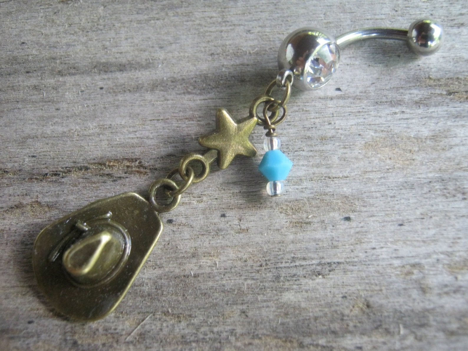 Cowgirl Belly Ring BRONZE Cowboy Hat Belly Button Ring - Etsy
