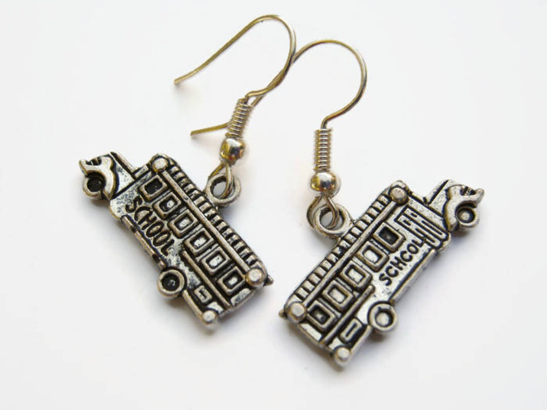 School Bus Earrings, Bus Driver Earrings on Hypoallergenic Ear Hooks ...