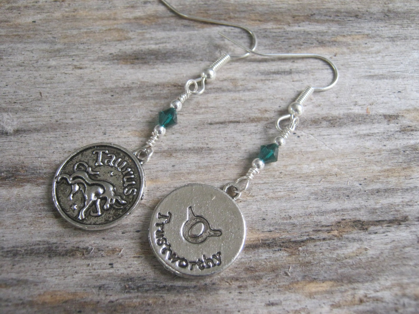 Personalized Taurus Earrings, Zodiac Earrings, Emerald or Diamond ...
