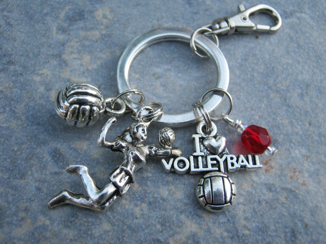I Love Volleyball Keychain, Volleyball Zipper Pull, Personalized ...