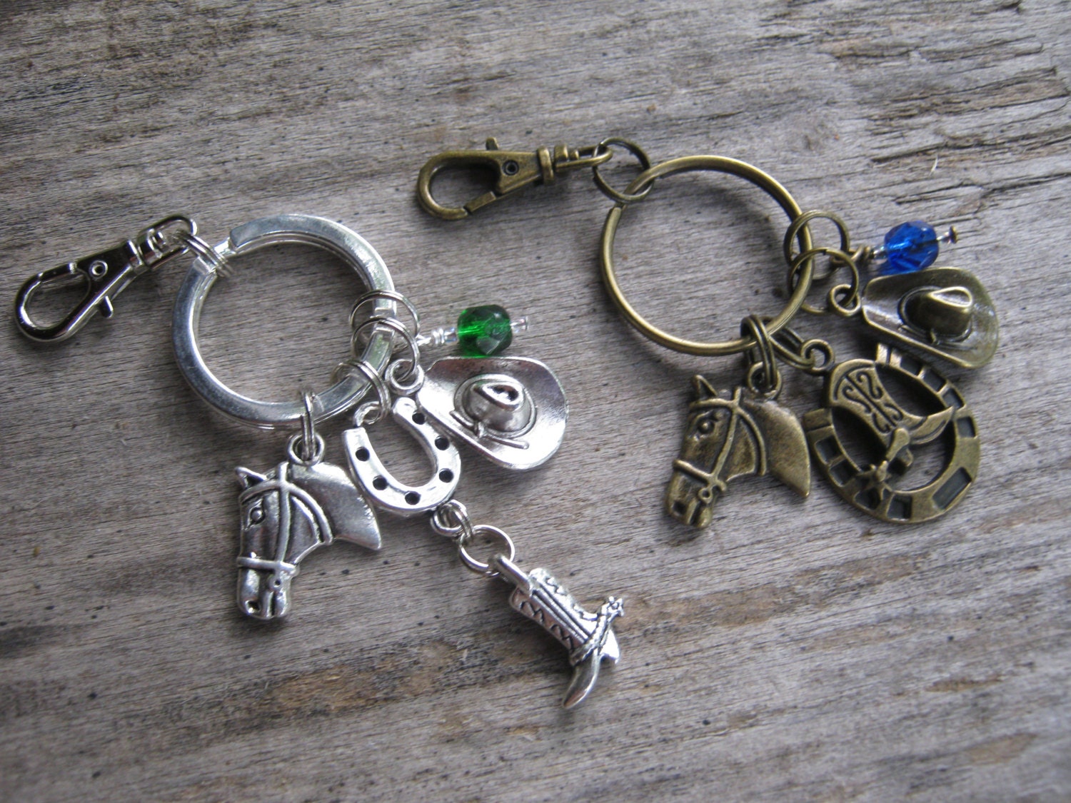 Country Western Keychain, BRONZE Cowboy Hat Zipper Pull, Cowgirl Boot ...