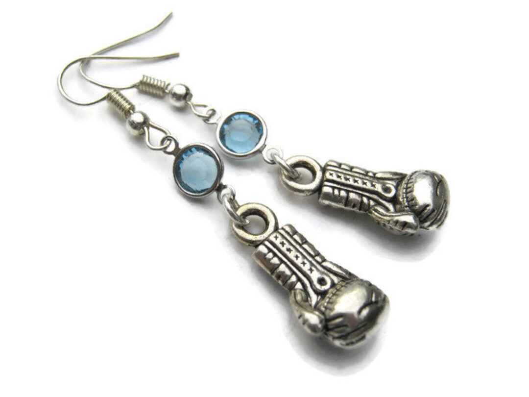 Boxing Gloves Birthstone Earrings, Personalized Fighter Earrings ...