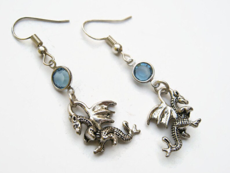 Dragon Birthstone Earrings Personalized Fantasy Earrings Etsy
