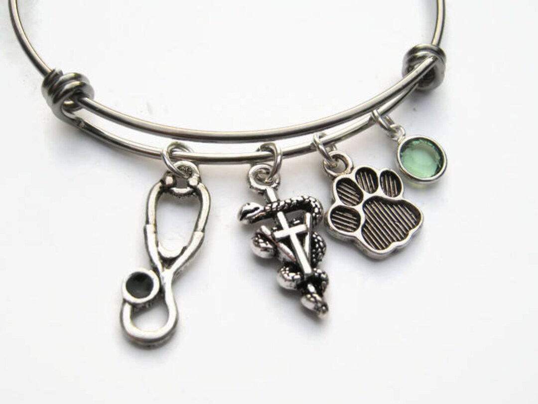 Persoanlized Vet Tech Bracelet, Expandable Bangle Bracelet, Stainless ...