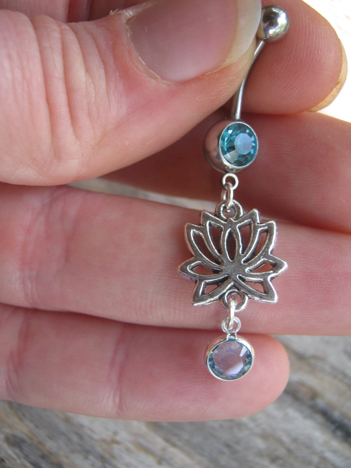 Lotus Belly Button Jewelry Lotus Flower Belly Ring | Etsy