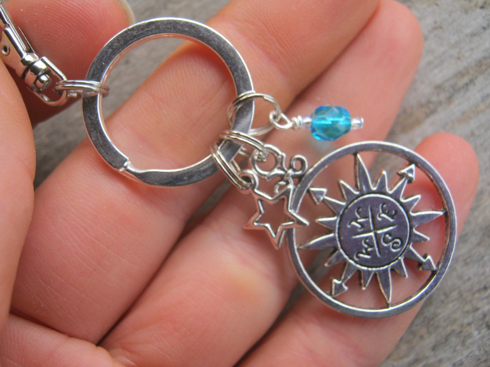 Personalized Compass Keychain Compass Zipper Pull Initial - Etsy