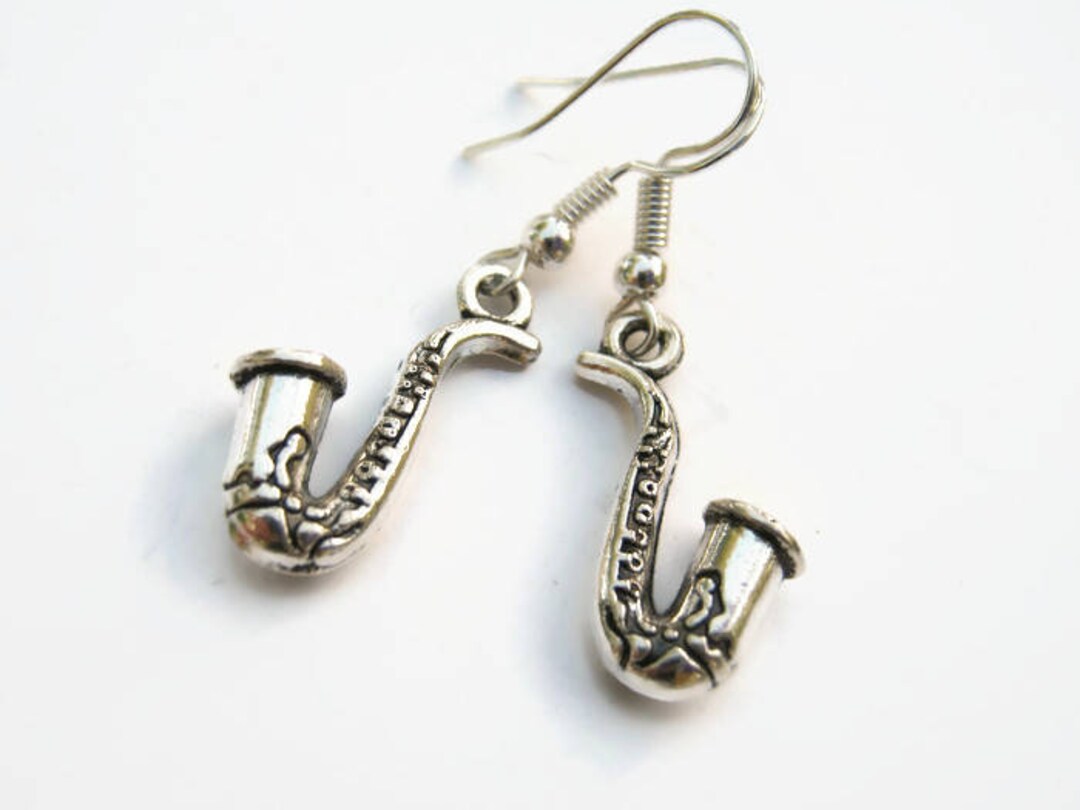 Saxophone Earrings, Personalized Earrings, Music Charm Jewelry, Musical ...