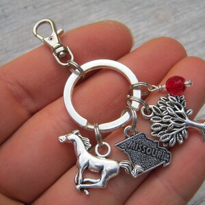 Personalized Missouri Keychain, US State Map Zipper Pull, Dogwood Tree ...