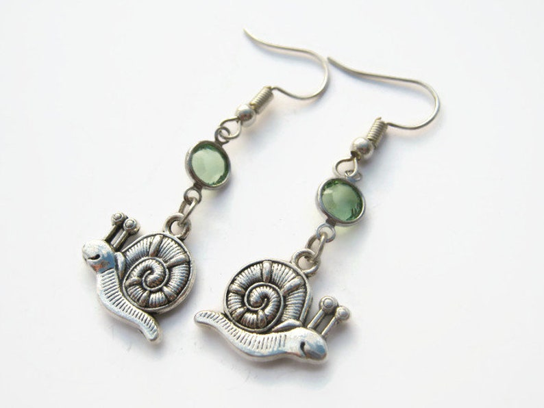 Snail Birthstone Earrings, Personalized Mollusk Earrings, Cute Insect ...